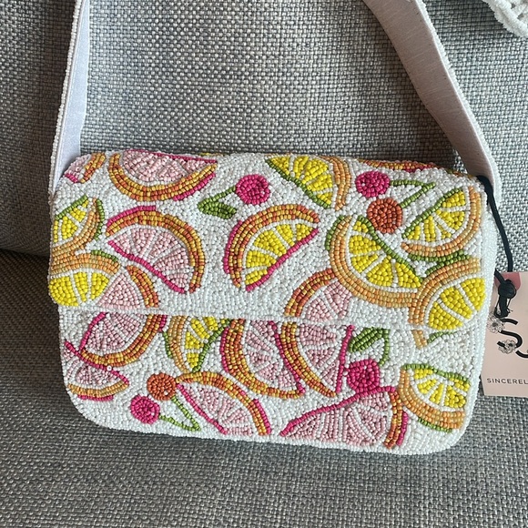 Bags | Viral Cherry Citrus Lemon Beaded Shoulder Bag Nwt | Poshmark